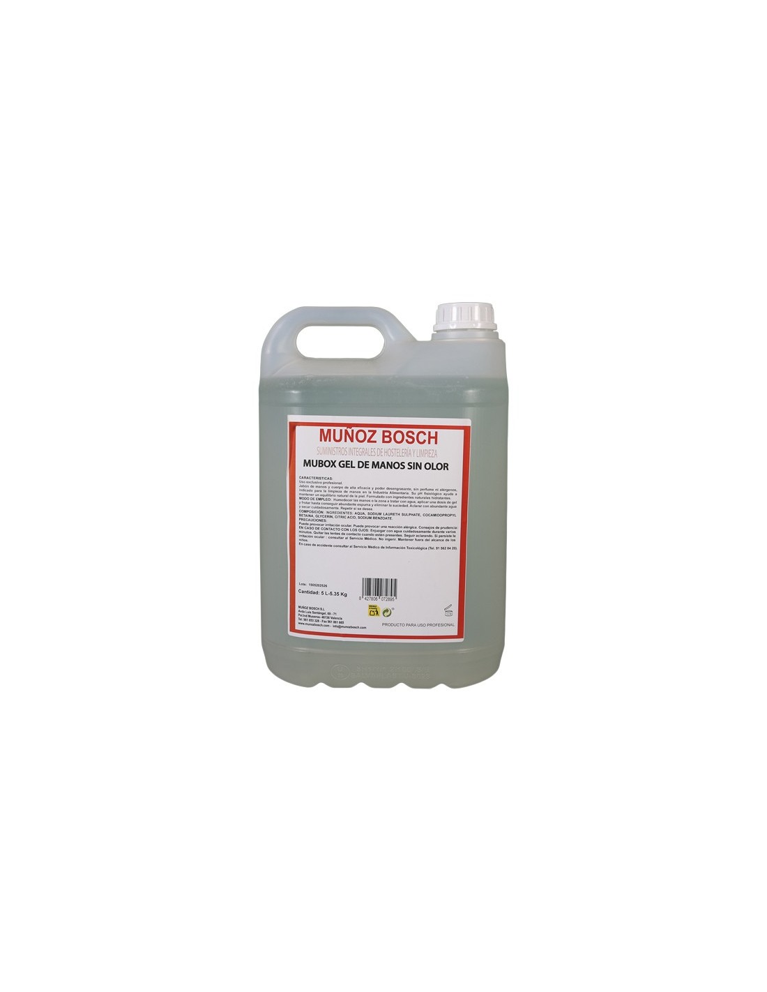 Gel de manos sin olor MUBOX 5L
